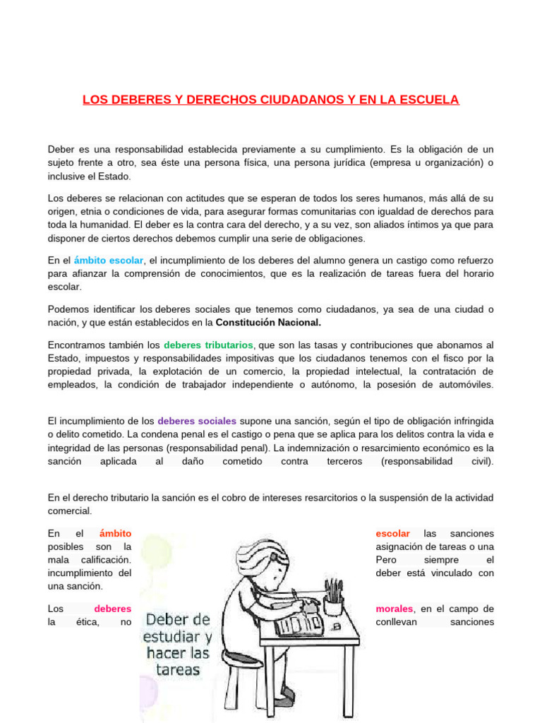 Derechos Y Deberes Ciudadanos Y Escolares Pdf Derechos Derechos