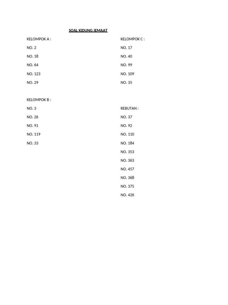 Soal Kidung Jemaat | PDF