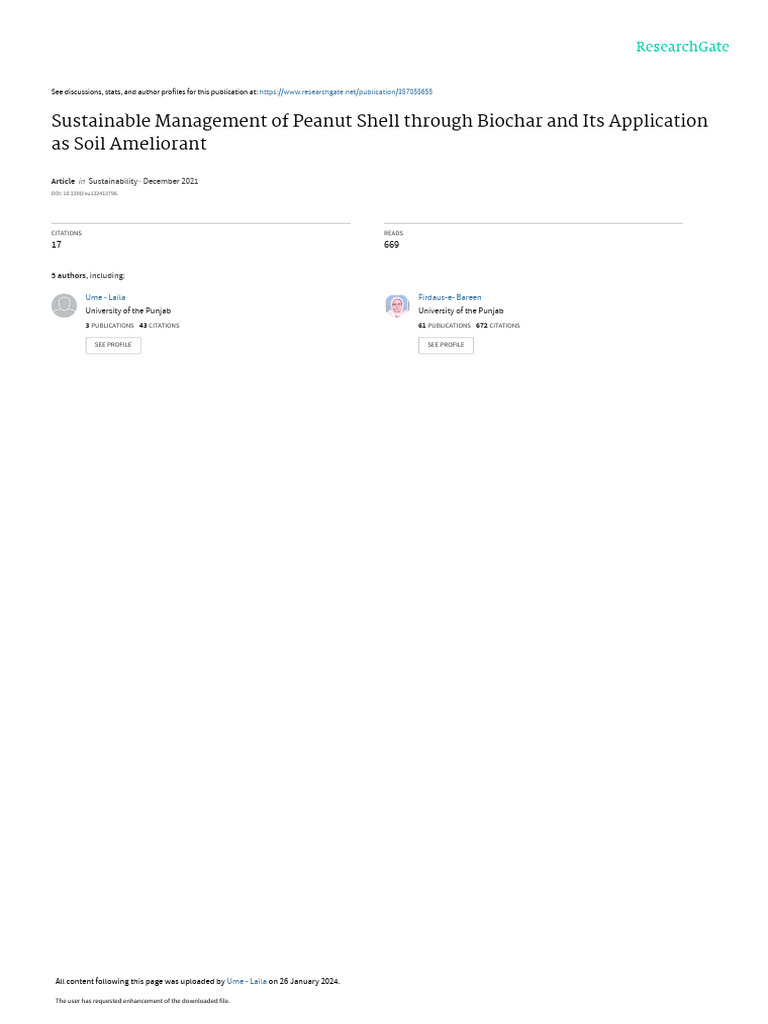 Biochar Based Concrete - Peanut Shell | PDF | Soil | Pyrolysis