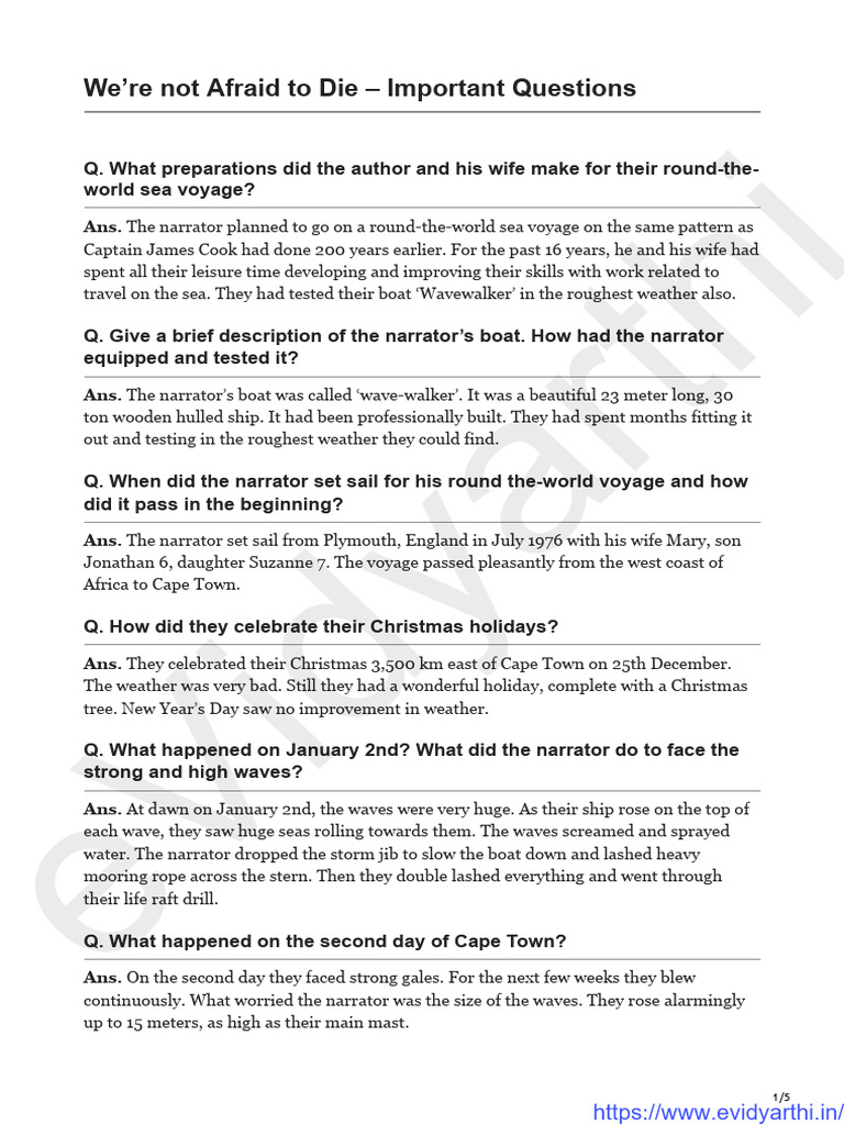 Class 11 Chapter 2 English Hornbill Important Questions | PDF | Ships ...