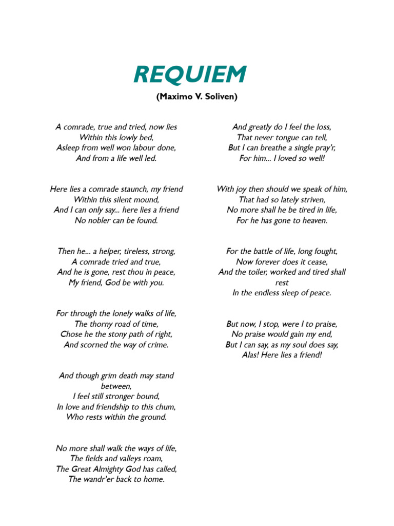 Silent Requiem for a True Friend | PDF