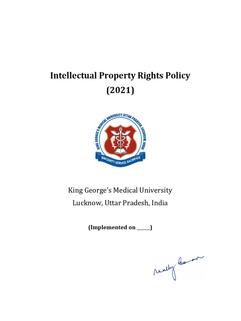 KGMU-IP-Policy | PDF | Intellectual Property | Patent