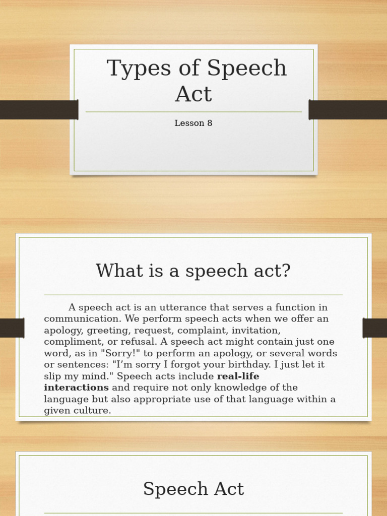 Lesson 8 Types of Speech Act | PDF | Human Communication | Linguistics