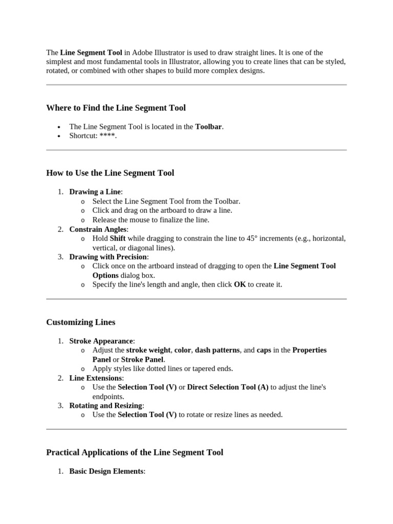 Line Segment Tool | PDF | Shape | Drawing