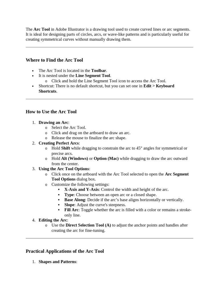 Arc Tool | PDF | Curve | Adobe Illustrator