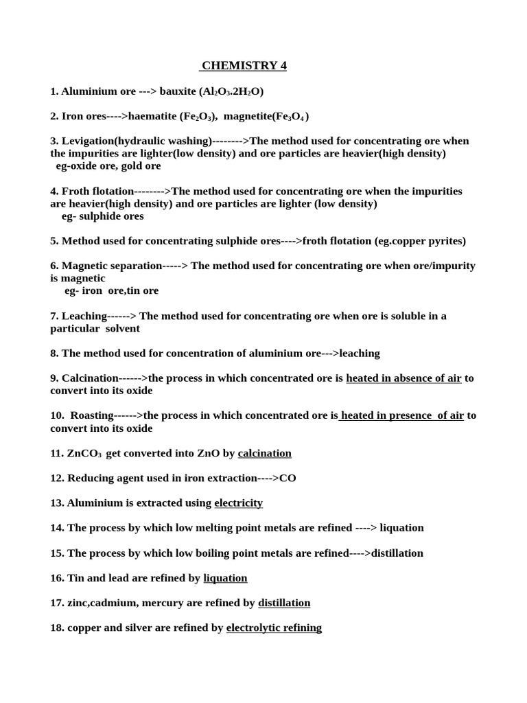 CHEMISTRY LESSON 4 | PDF | Iron | Ore