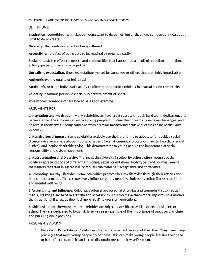 Celebrities as Positive Role Models | PDF | Celebrity | Social Media