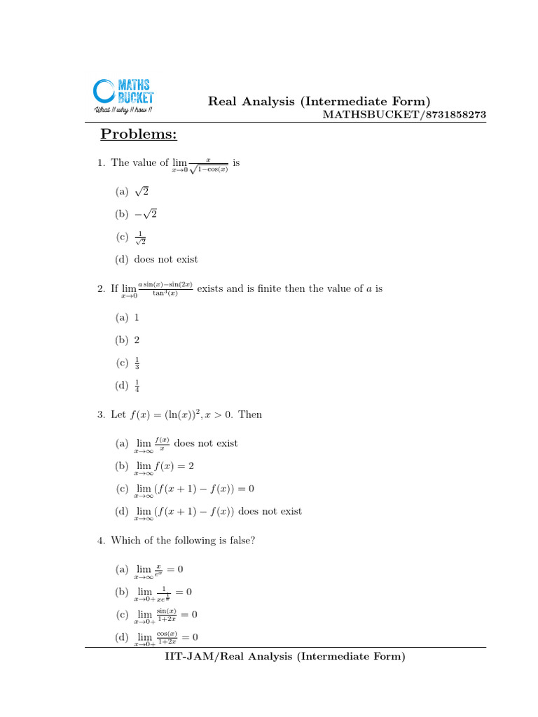 JAM - Real Analysis - Intermediate Form | PDF | Mathematical Analysis ...