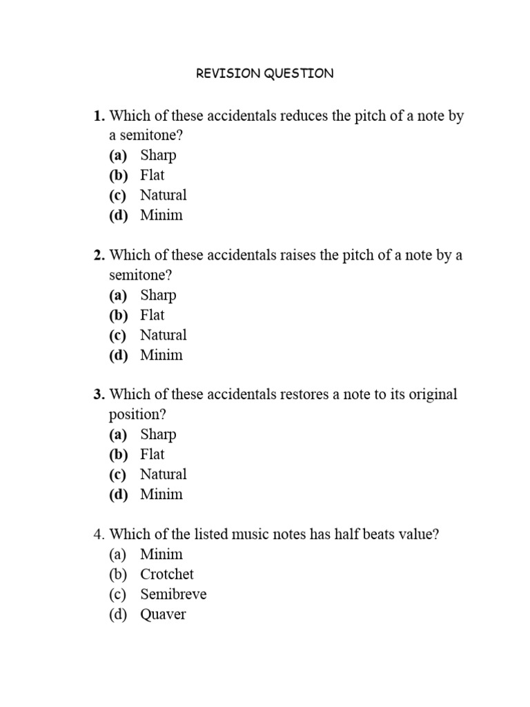Music Revision Questions | PDF | Musical Notation | Musical Compositions