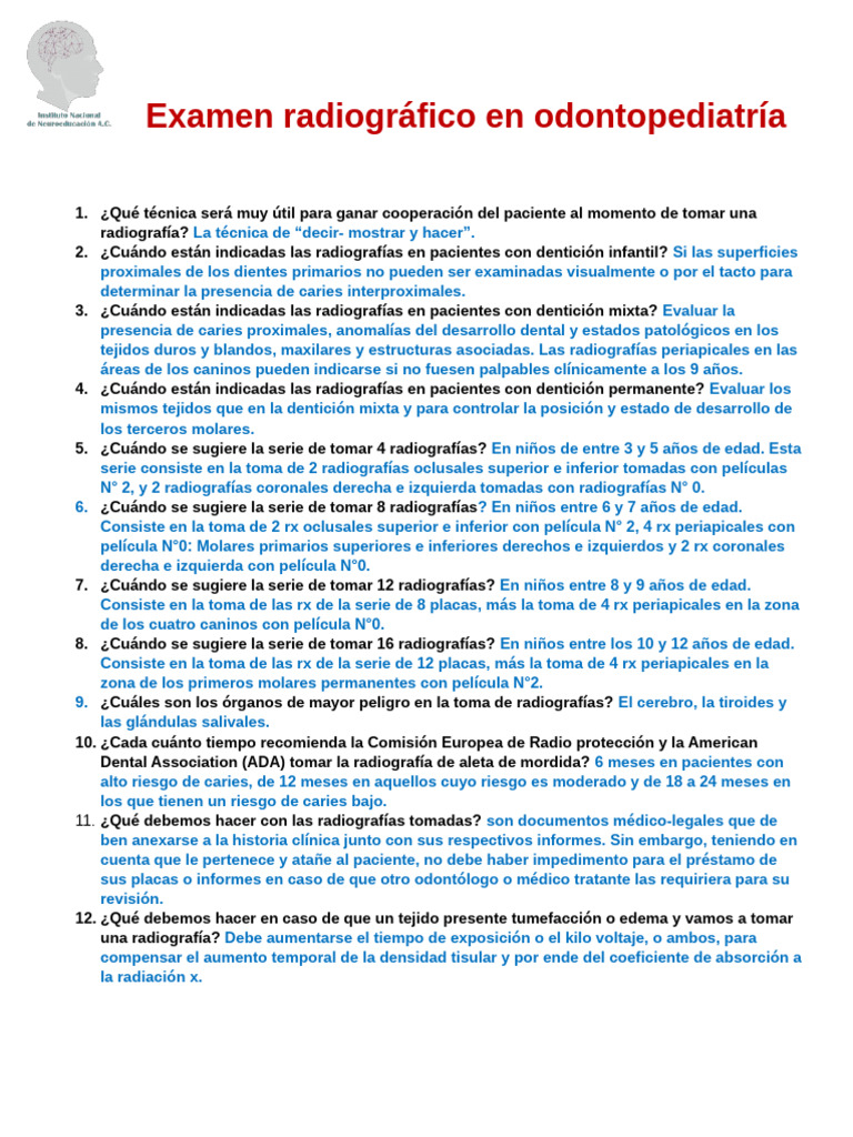 Examen radiográfico | PDF | Diente | Odontología