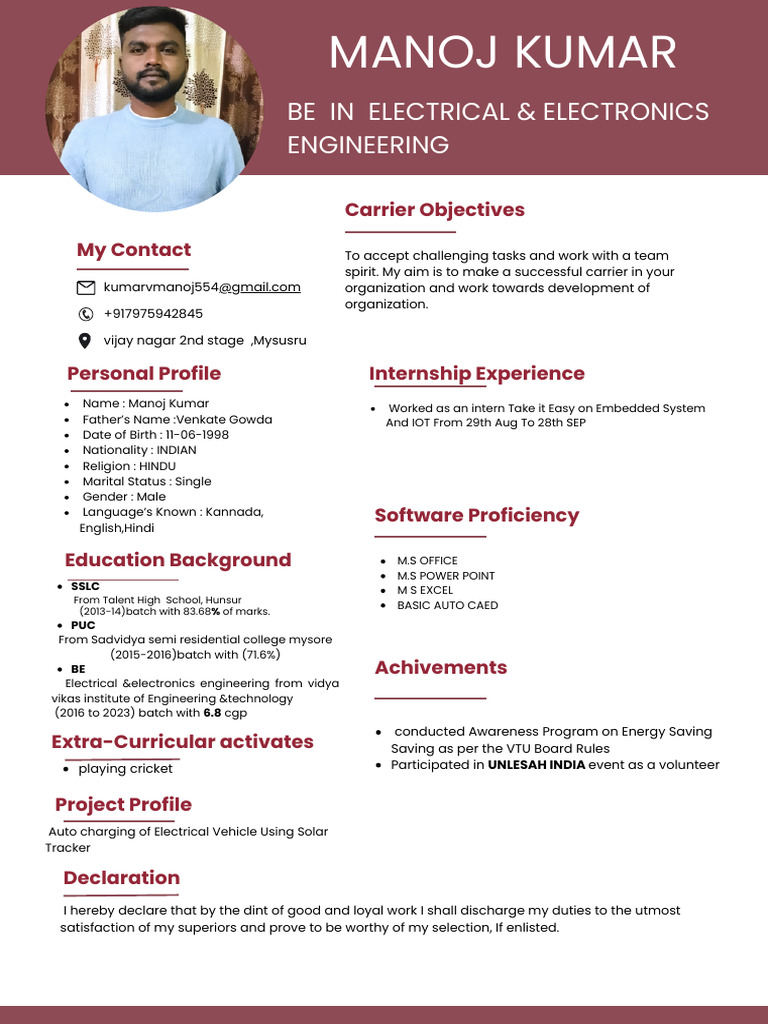 Manoj Kumar Resume | PDF