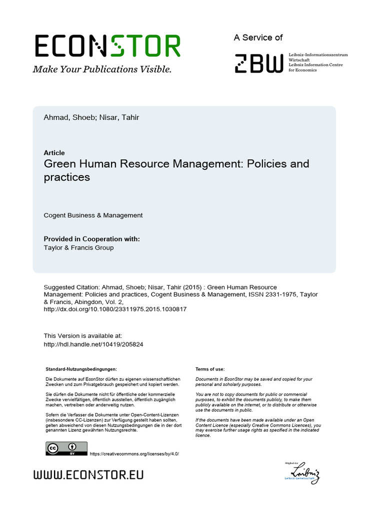 Green Human Resource Management Policies | PDF | Performance Appraisal | Human Resource Management