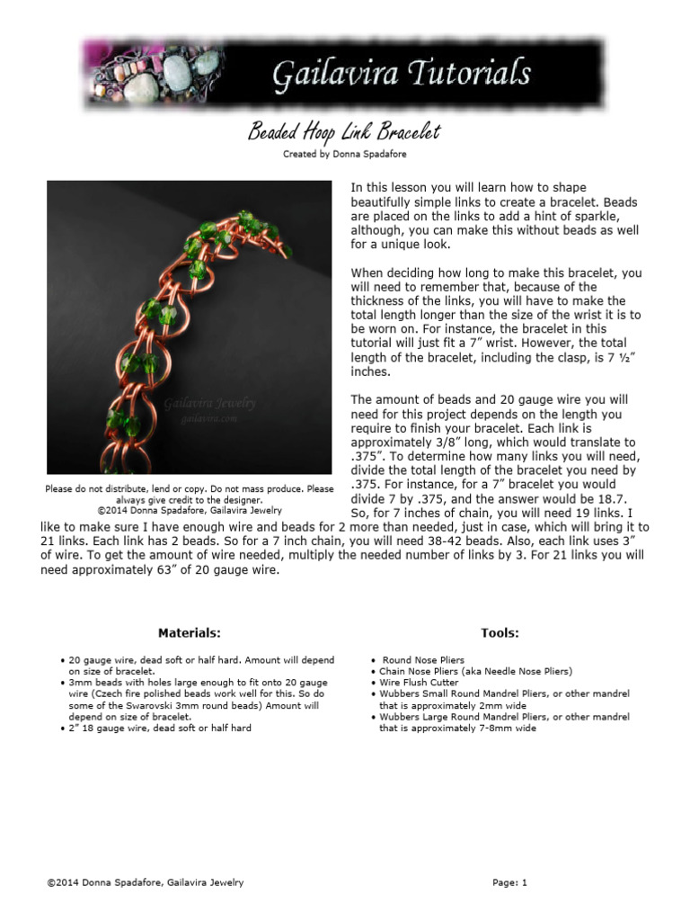 Beaded Hoop Link Wire Bracelet Tutorial | PDF | Bracelet | Wire