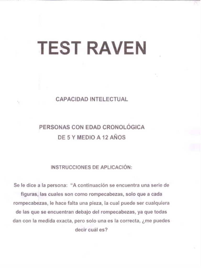 Raven. Cuadernillo CPM | PDF