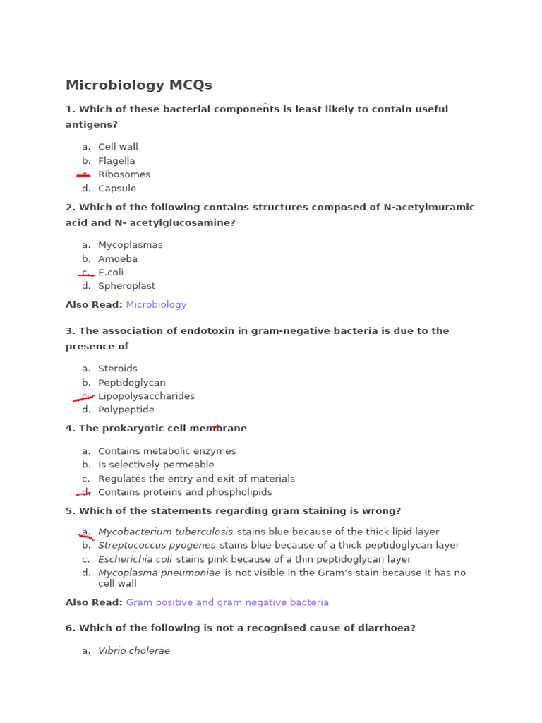 Microb MCQs | PDF | Bacteria | Gram Negative Bacteria