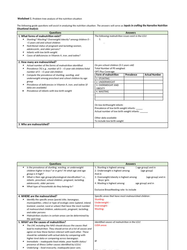 Worksheet-1.-Nutrition-Situation - Form DONE | PDF | Malnutrition ...