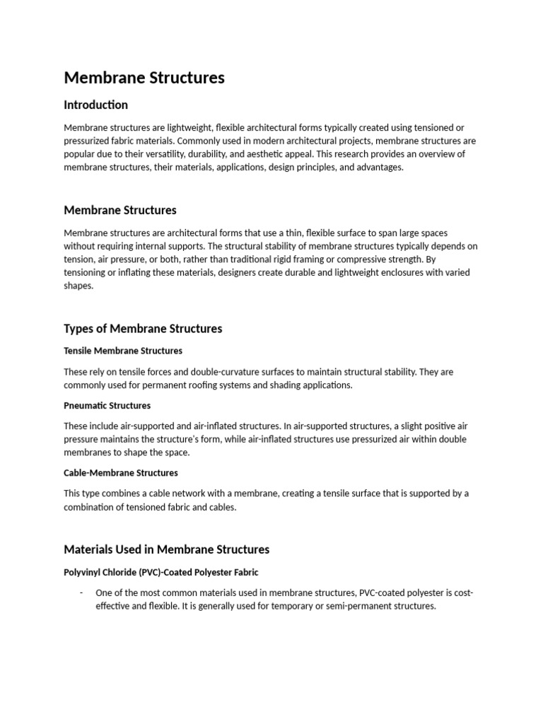 group 5 - membrane structure | PDF | Membrane | Building Engineering