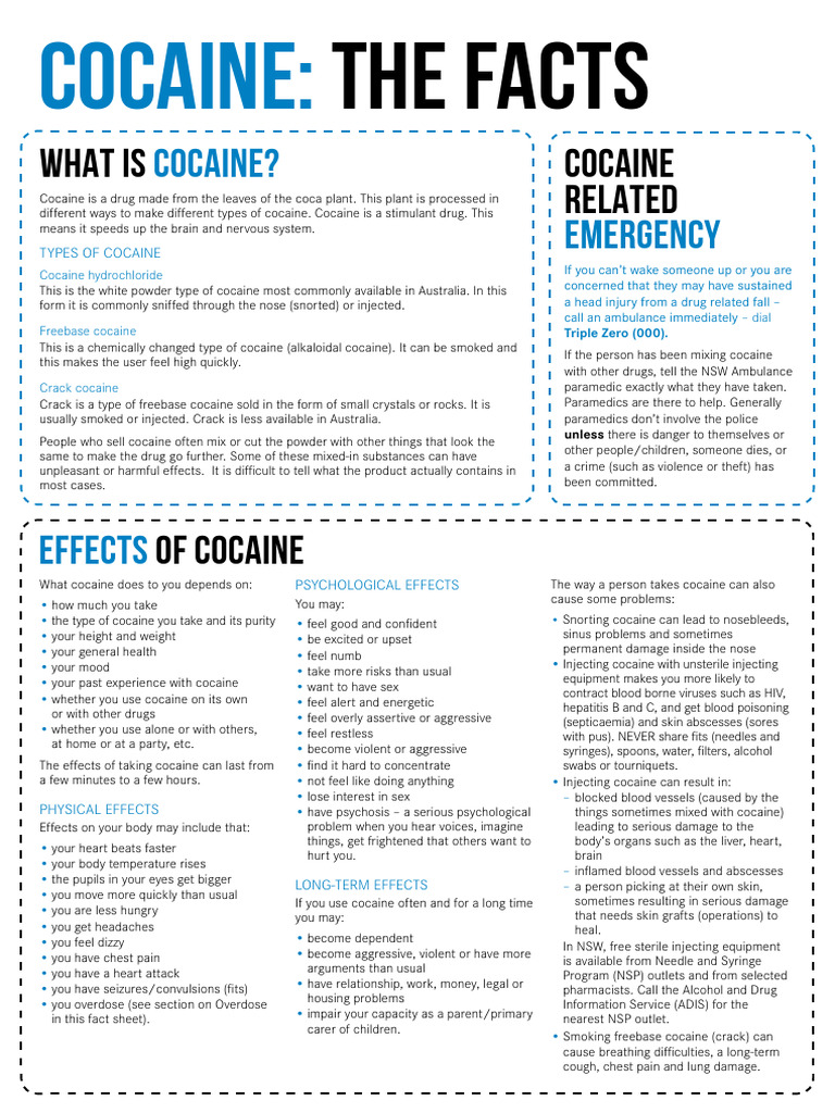 Cocaine A4 Leaflet Update | PDF | Cocaine | Prenatal Development