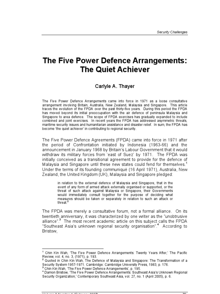 The Five Power Defence Arrangements - The Quiet Achiever | PDF ...