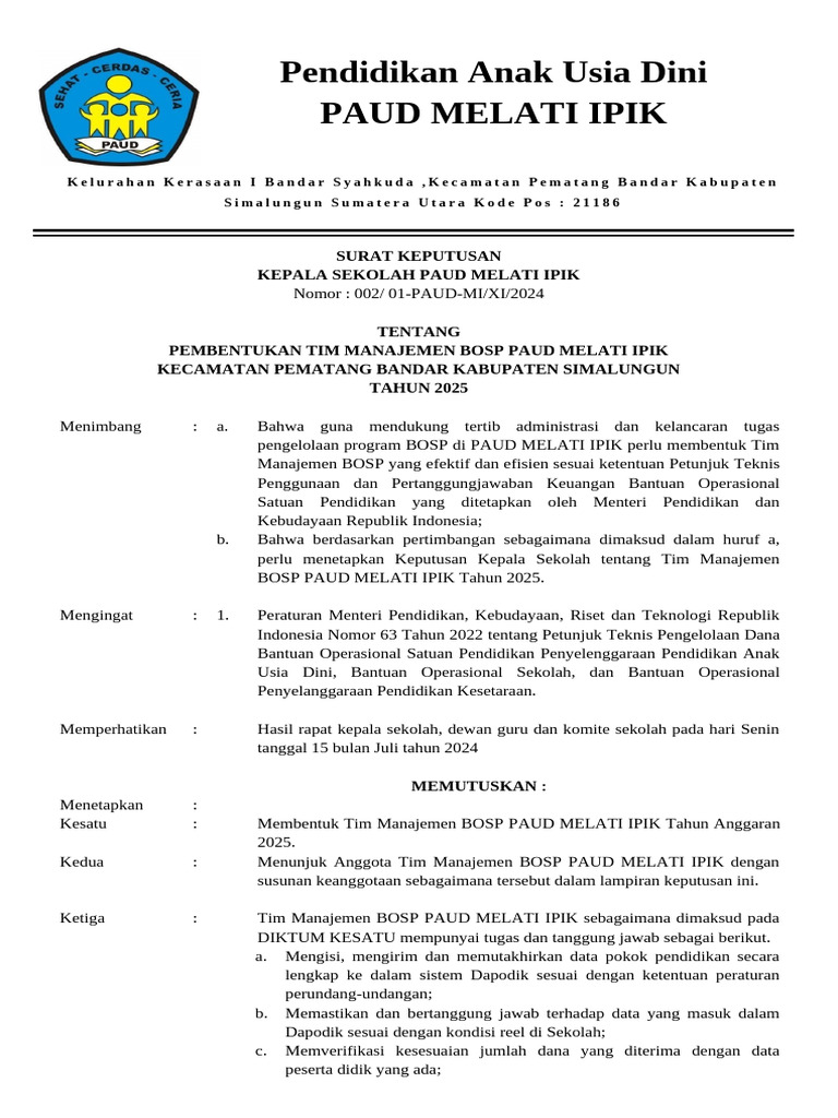 SK Bops Dan SK KPL Sekolah Melati Ipik | PDF