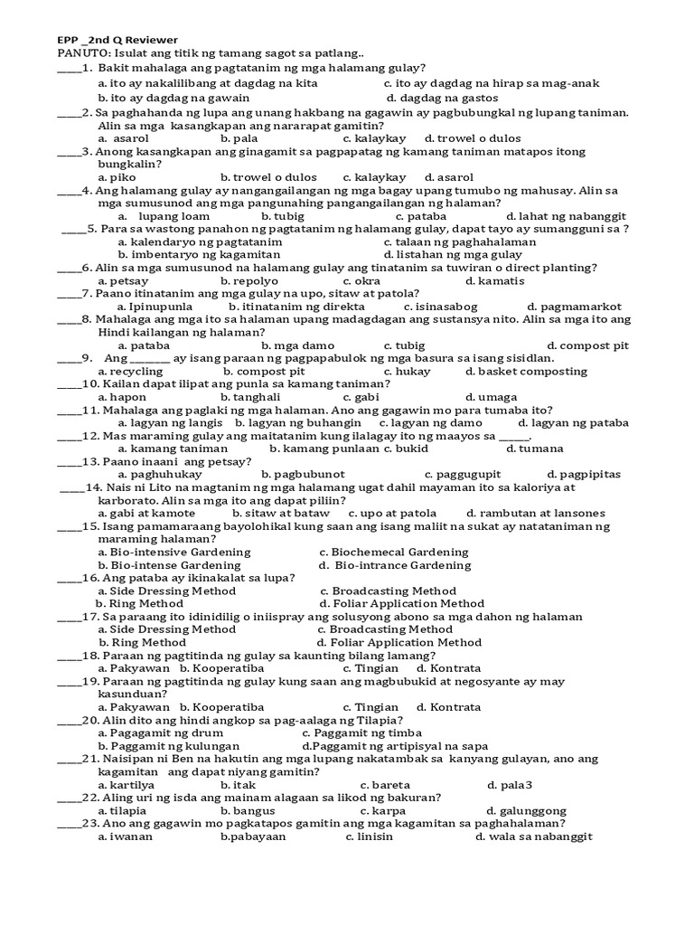 2ndQ - Epp Grade 5 | PDF