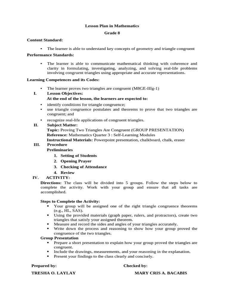 Lesson Plan (Week 6 - Group Presentation) | PDF | Mathematics