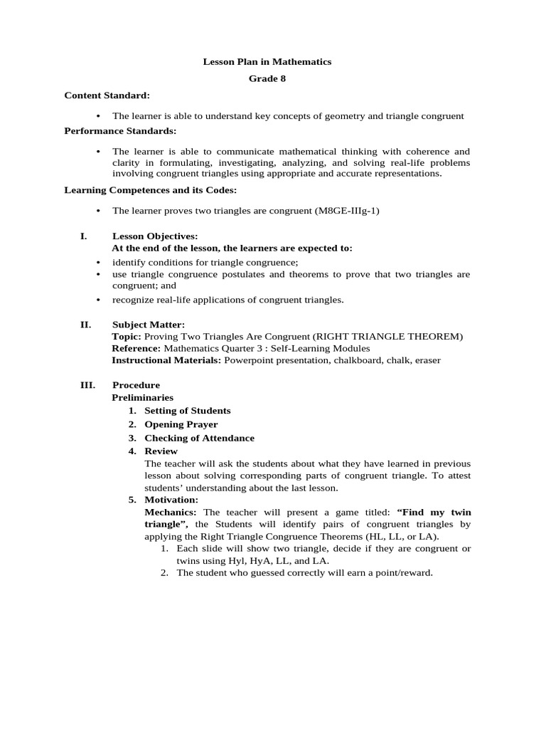 Lesson Plan (week 6- day 3) | PDF | Mathematics