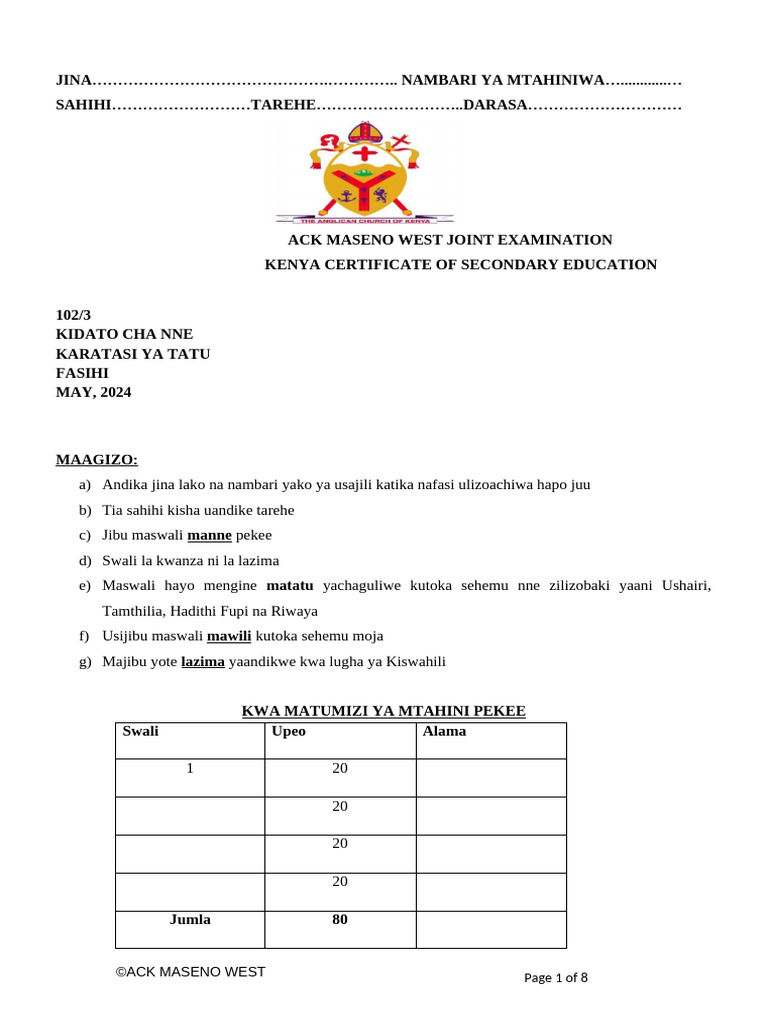 Kiswa Fasihi Pp3 | PDF