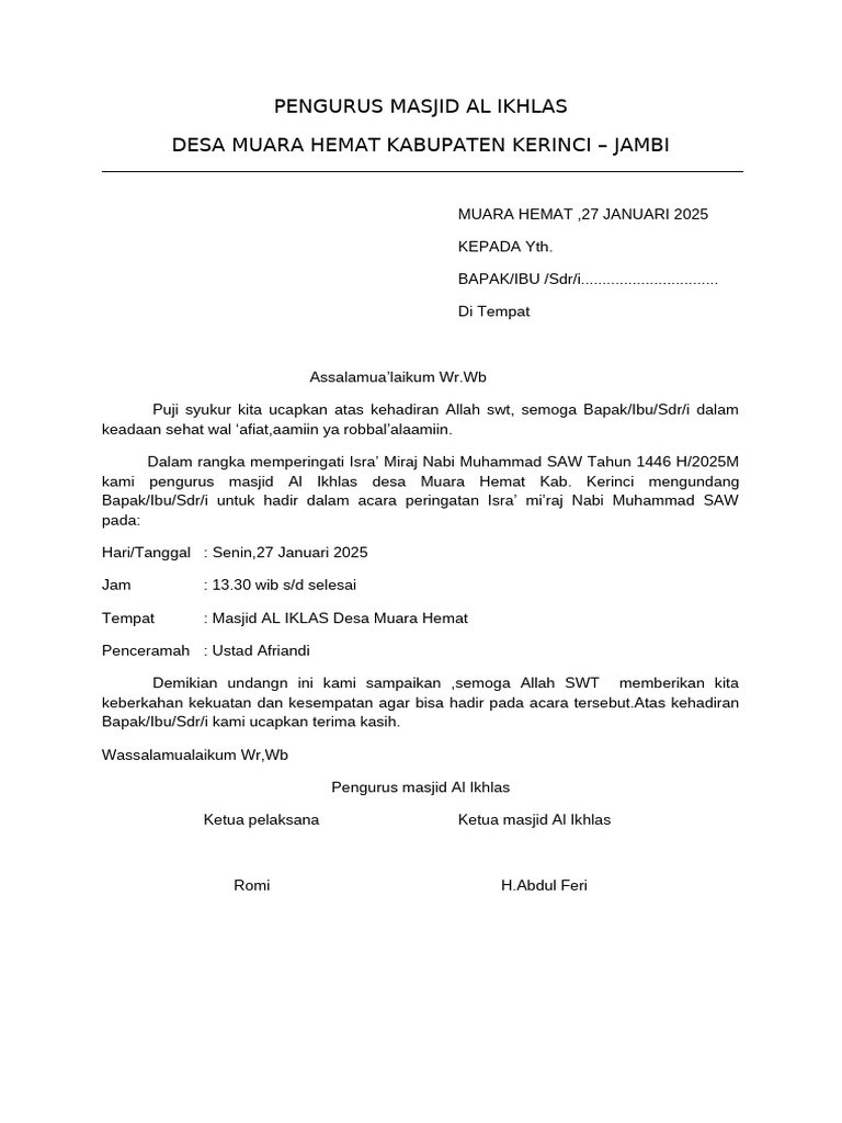 Undangan Pak Romi | PDF