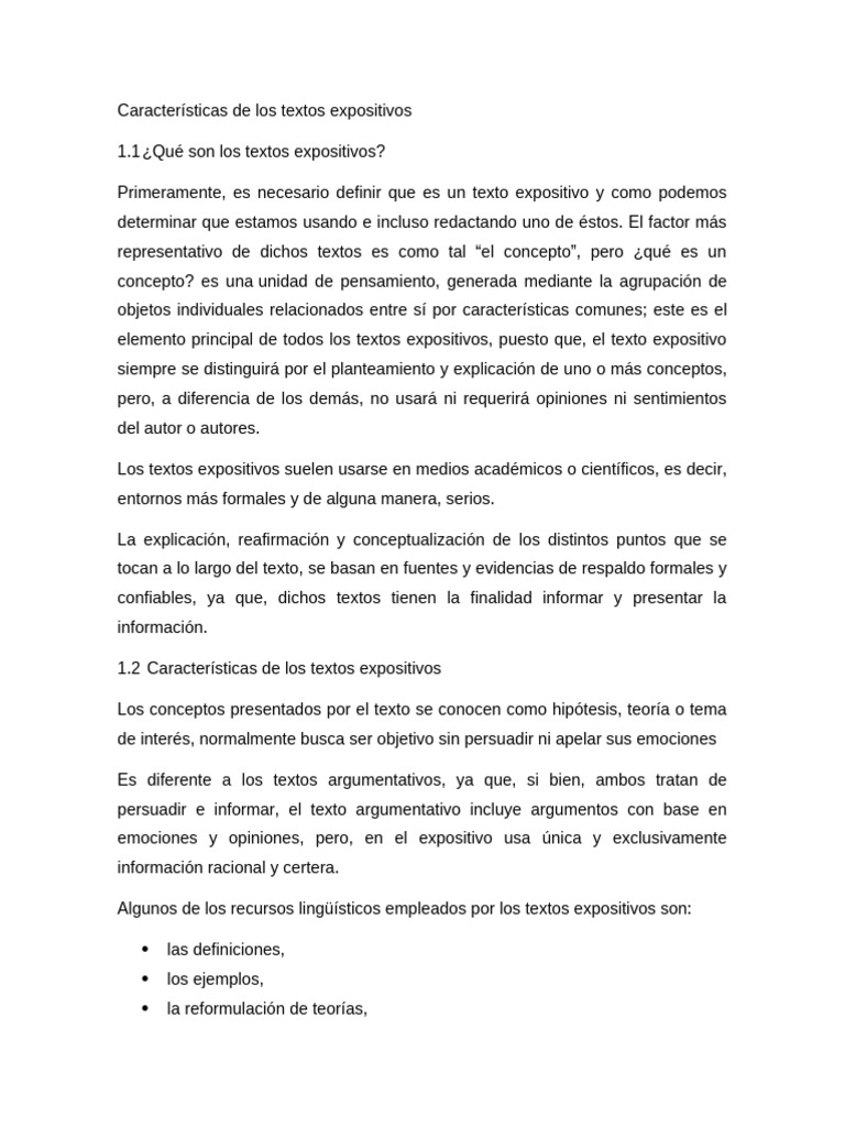 Características de los textos expositivos | PDF | Pensamiento | Cognición
