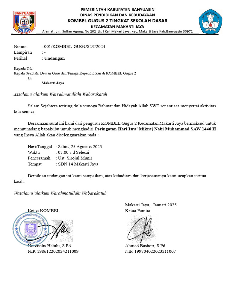 SURAT UNDANGAN Kombel GUGUS 2 | PDF