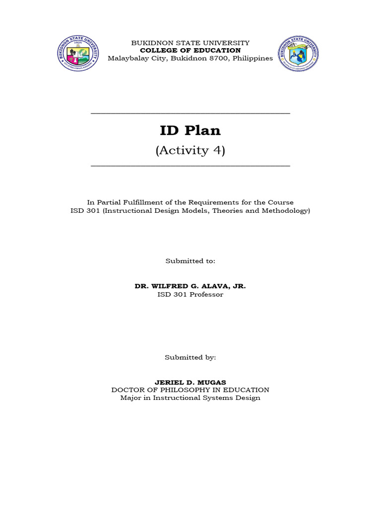 ISD 301 Activity 4 ID Plan | PDF | Pedagogy | Learning