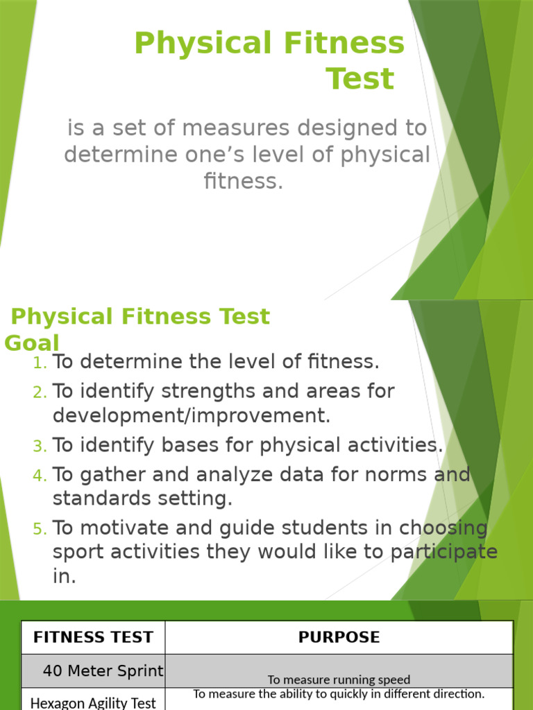 Overview of Physical Fitness Tests | PDF