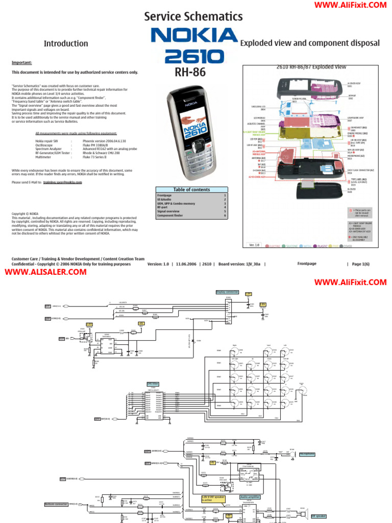 nokia 2610 rh-86 service schematics v1.0 | PDF | Electronics ...