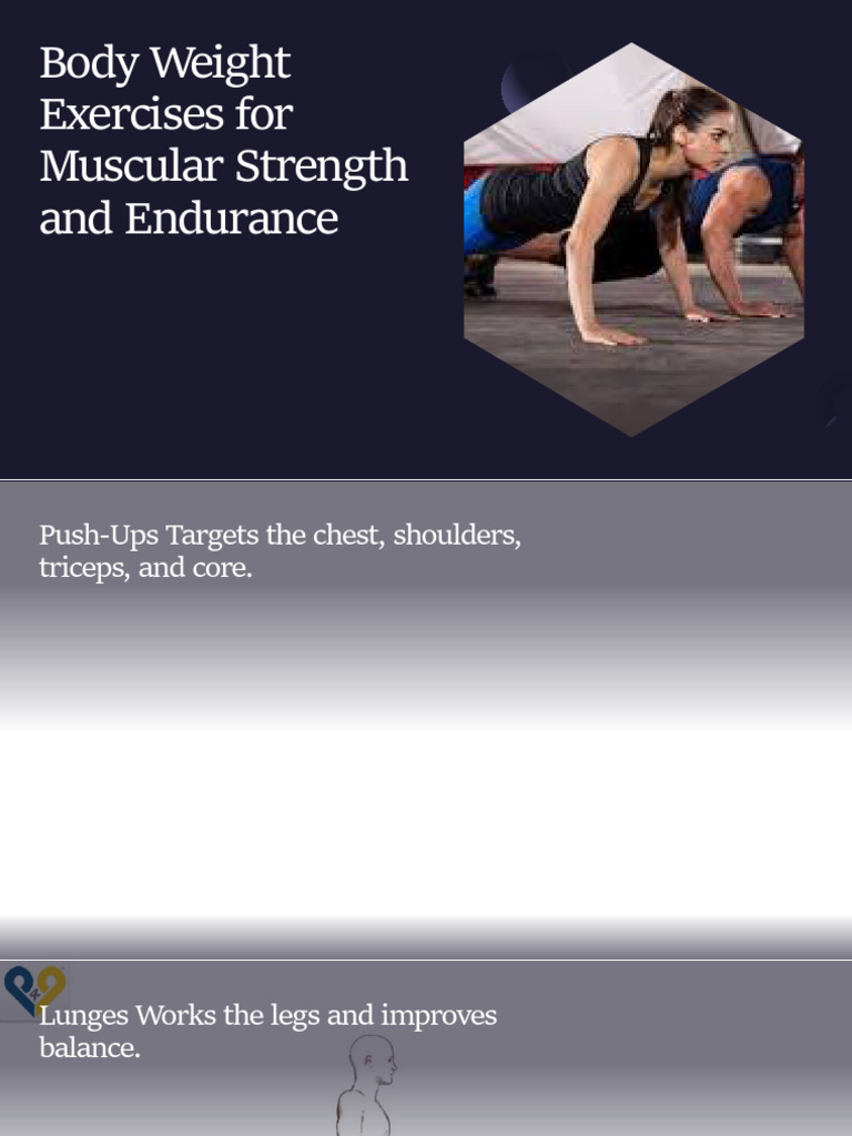 Body Weight Exercises for Muscular Strength and Endurance | PDF
