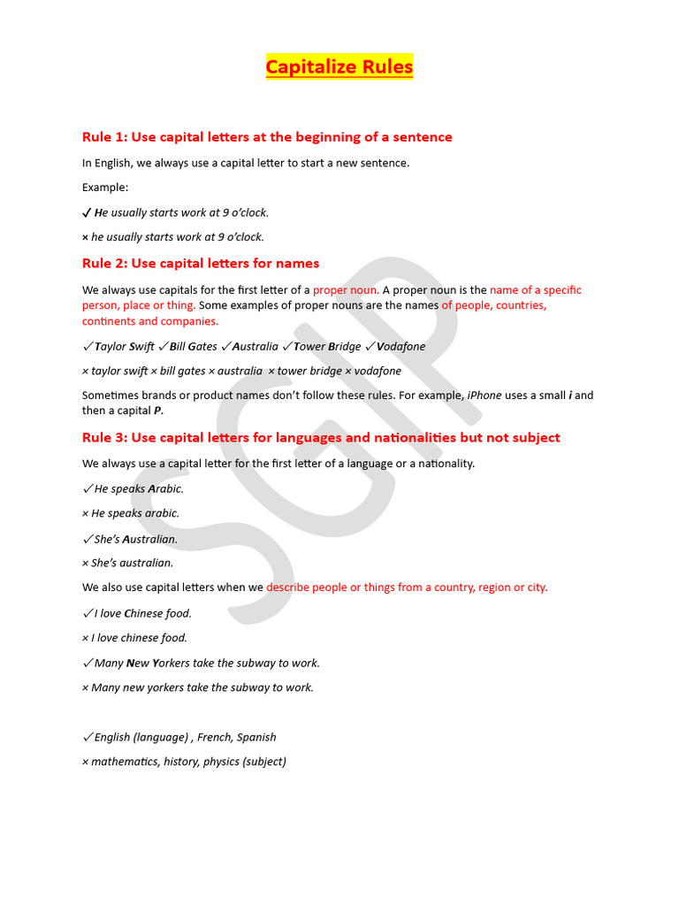 Capitalize Rules | PDF | Letter Case | English Language