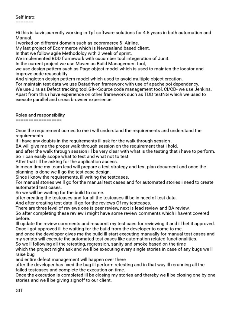 Self Intro All Question Java and Selenium | PDF | Constructor (Object Oriented Programming ...