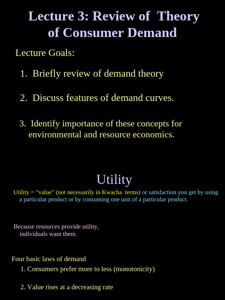 Lecture 4 On Review of Demand Theory | PDF | Utility | Economics