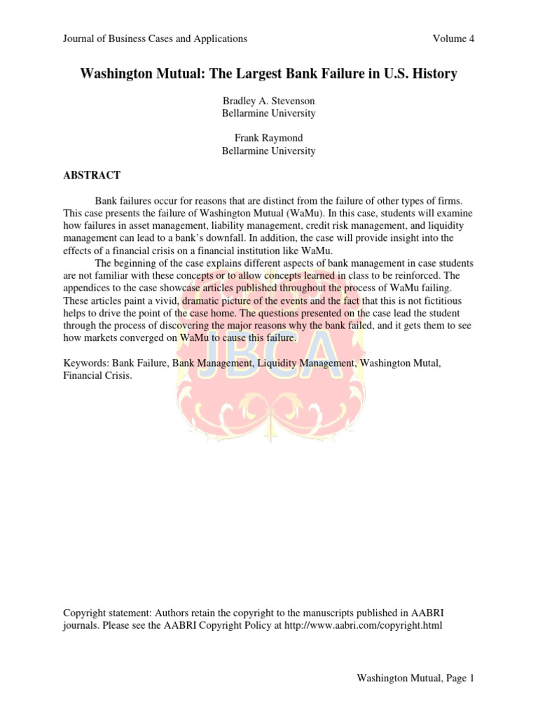Bank Failure | PDF | Washington Mutual | Financial Risk