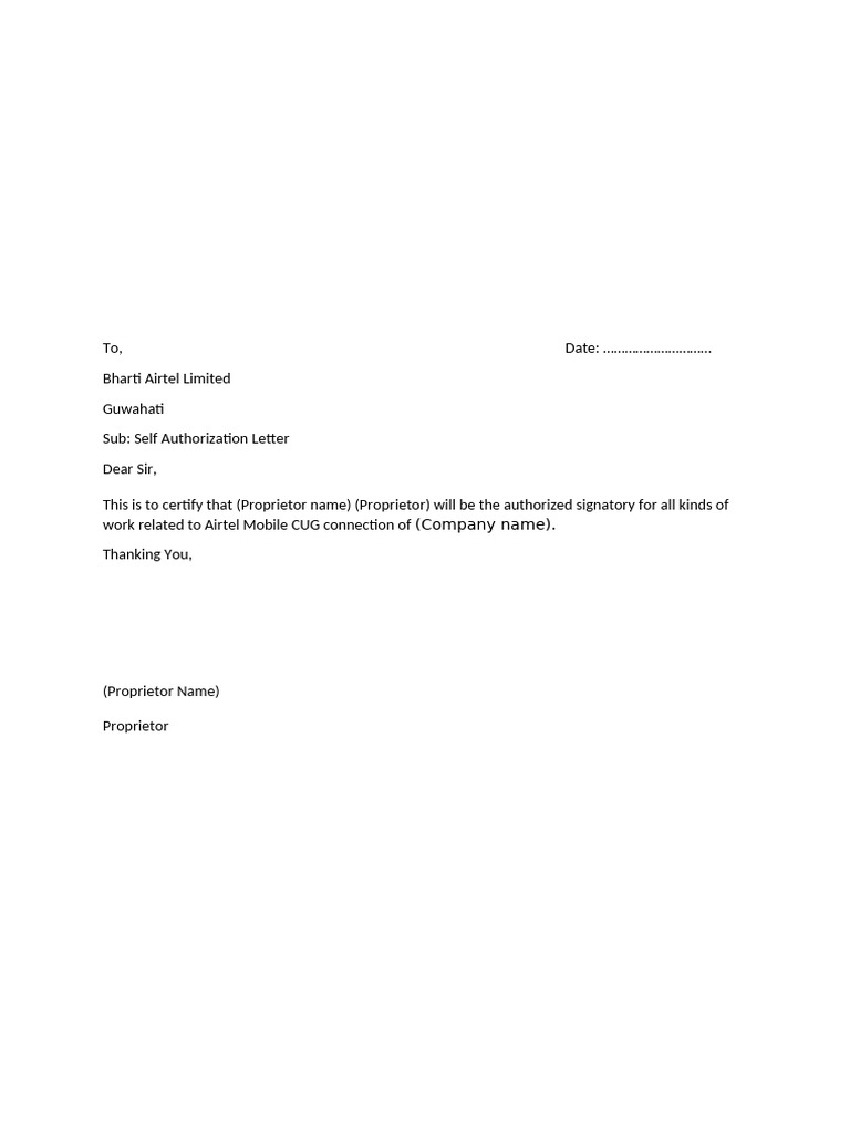 Airtel CUG Connection Authorization | PDF