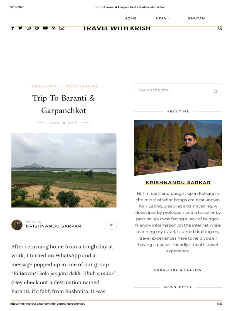 Trip To Baranti & Garpanchkot - Krishnandu Sarkar | PDF | Cuisine
