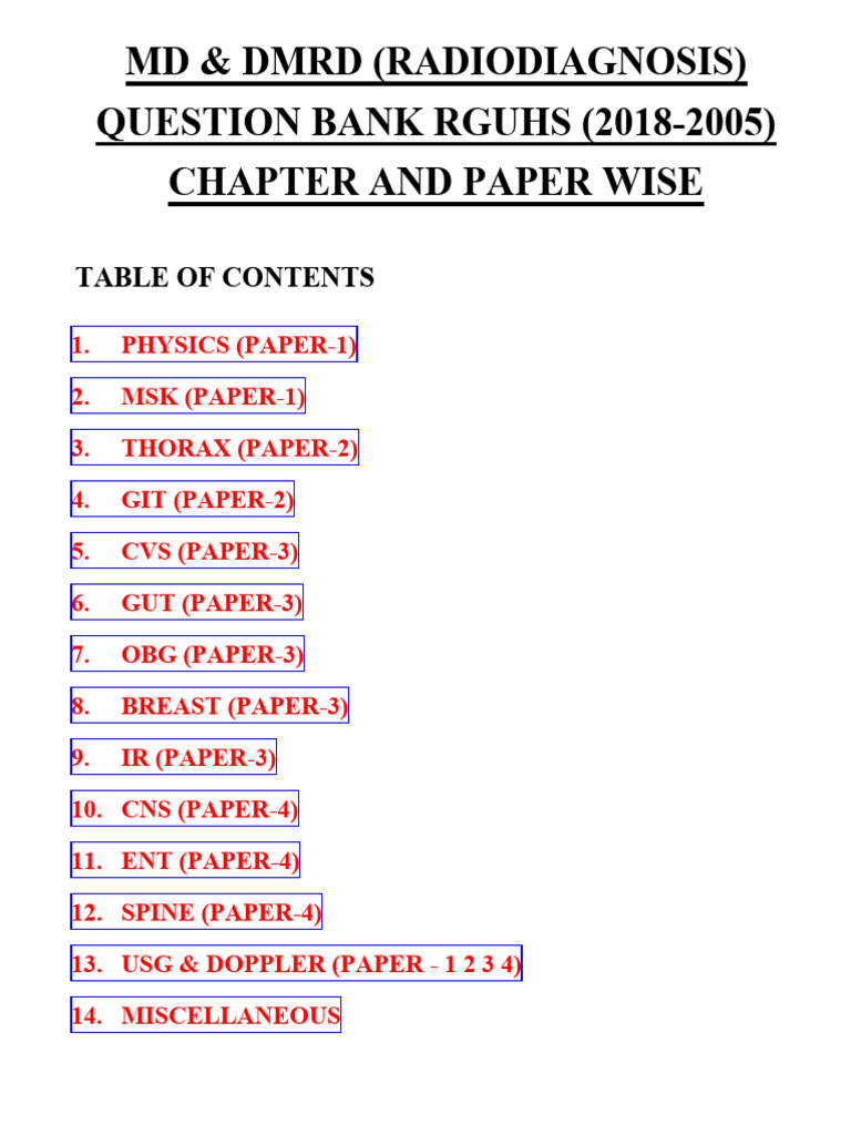 Question Paper Rguhs University | PDF | Magnetic Resonance Imaging ...