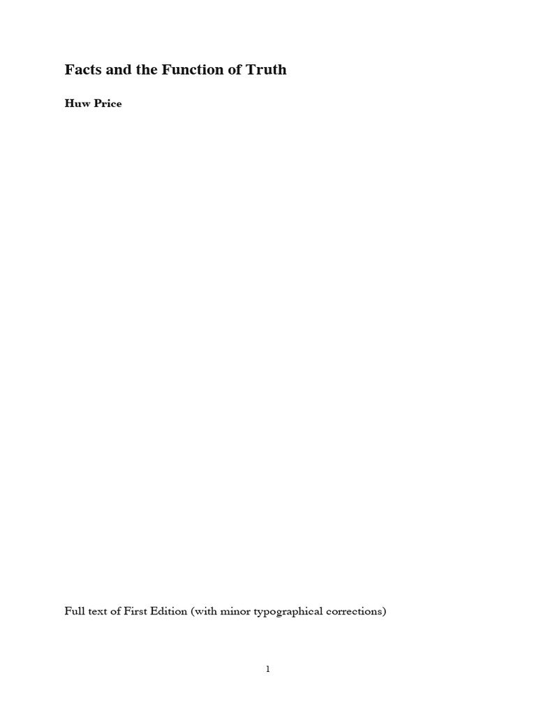 Price - Facts and the Function of Truth | PDF | Truth | Semantics