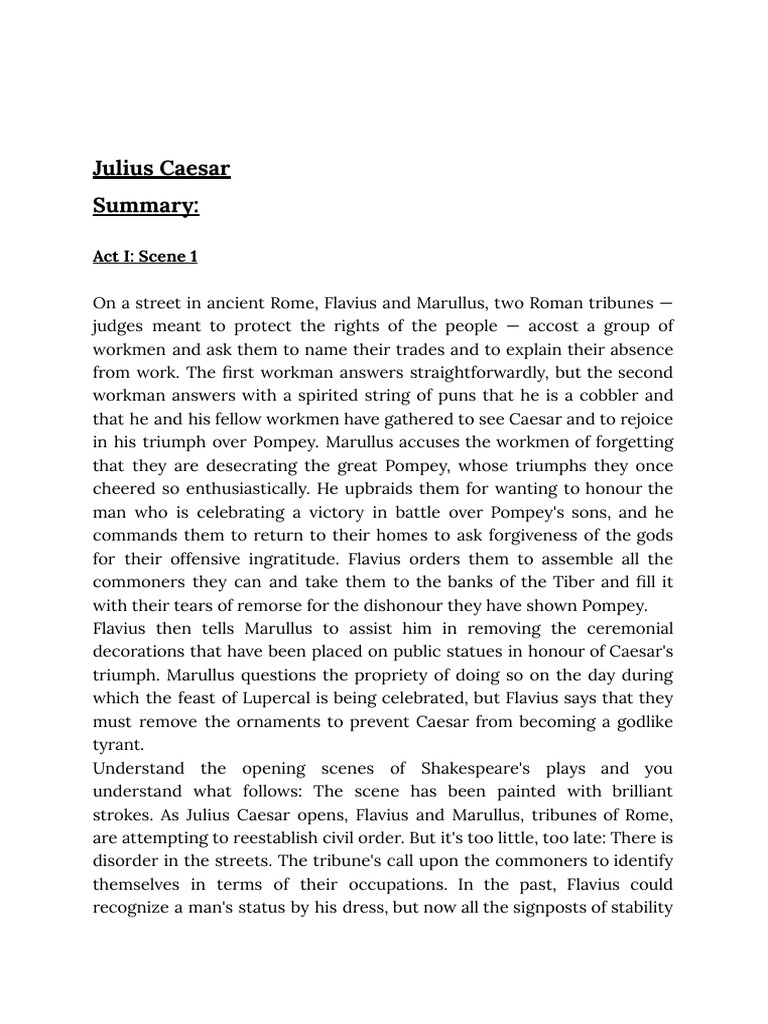 Julius Caesar Act 1 Summary - Merged | PDF | Julius Caesar | Mark Antony