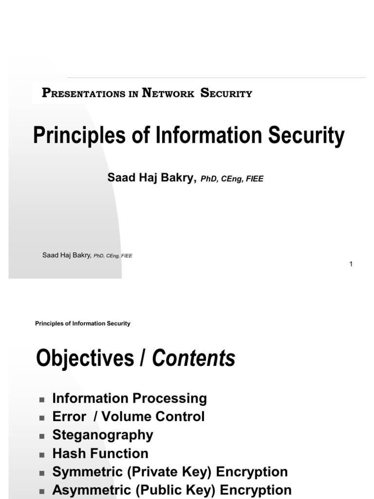 Principles of Information Security | PDF | Cryptography | Public Key ...