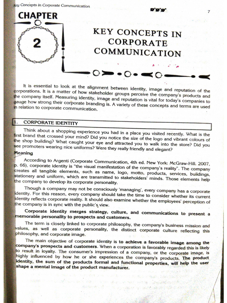 Unit I - Chapter 2 - Key Concepts in Corporate Communication | PDF