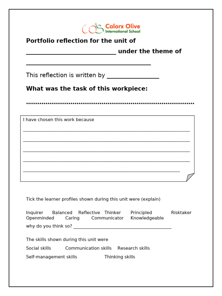 Student Portfolio Reflection | PDF