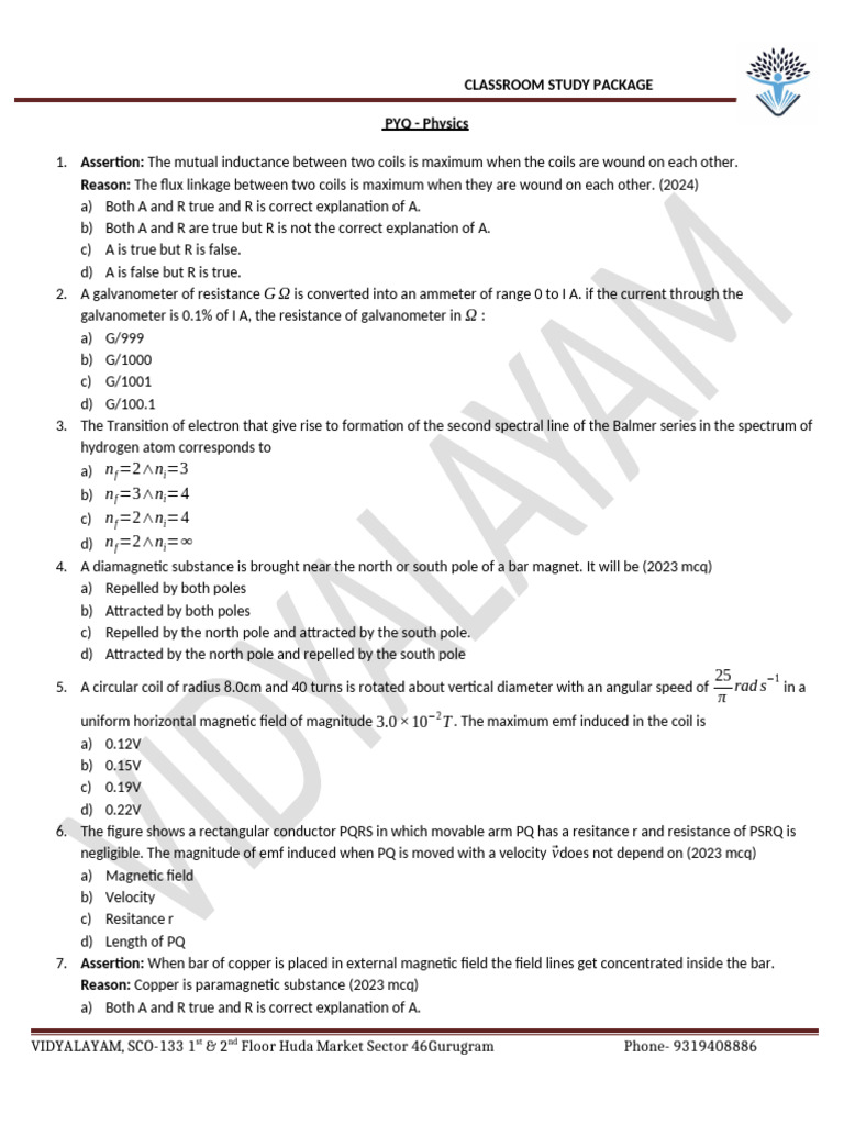Physics Exam Prep Guide | PDF | Inductor | Transformer