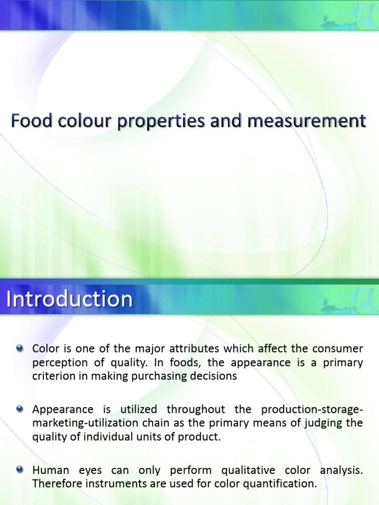 Lesson 6 Food Color Properties and Measurement | PDF | Color ...