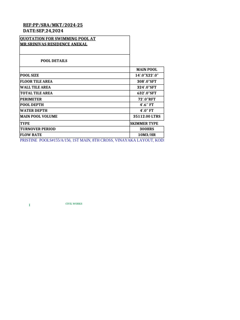 Mr. Srinivas Anekal - Skimmer Type Swimming Pool Quotation - Removed ...
